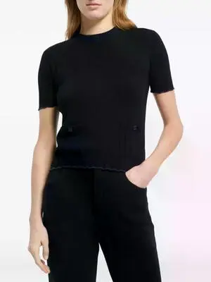 BARRIE Ribbed Detailing Top - Black