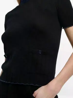 BARRIE Ribbed Detailing Top - Black