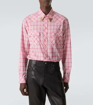Versace Checked Cotton Poplin Shirt