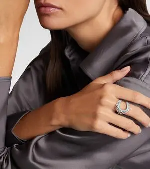 KAMYEN Moonlight 18kt White Gold Diamond And Enamel Ring