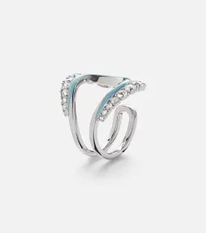 KAMYEN Moonlight 18kt White Gold Diamond And Enamel Ring