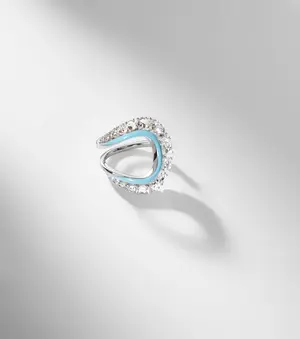 KAMYEN Moonlight 18kt White Gold Diamond And Enamel Ring