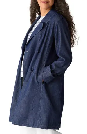 Eileen Fisher Double Breasted Denim Trench Coat