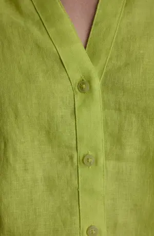 Dkny Linen Button-up Shirt - Limeade