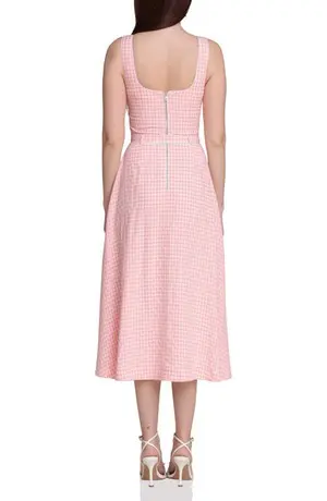 Avec Les Filles Gingham Midi Dress With Bustier Bodice