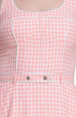Avec Les Filles Gingham Midi Dress With Bustier Bodice