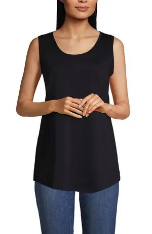 LANDS' END Supima Cotton Tunic Tank Black