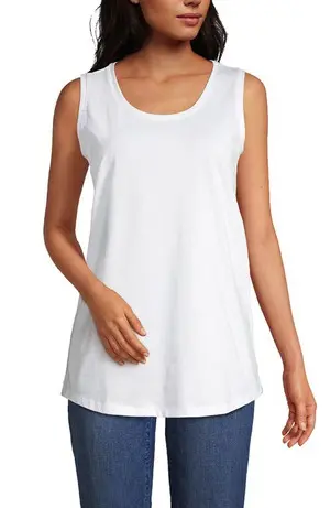 LANDS' END Supima Cotton Tunic Tank Top - White