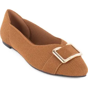 Tahari Lucerne Pointed Toe Flat Camel