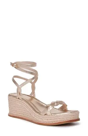 Paige Joanna Ankle Strap Platform Wedge Sandal - Light Gold