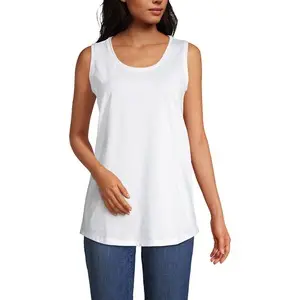 LANDS' END Supima Cotton Tunic Tank Top - White