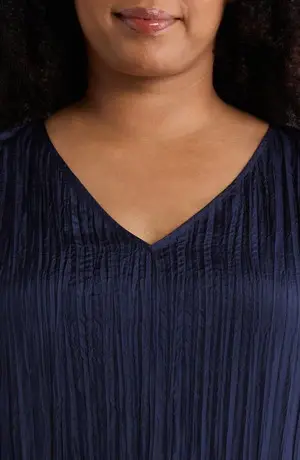 Eileen Fisher Cap Sleeve Silk Midi Dress