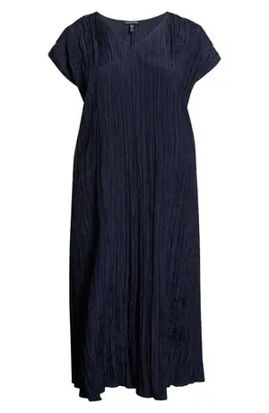 Eileen Fisher Cap Sleeve Silk Midi Dress