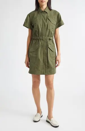 Derek Lam 10 Crosby Clotilde Cotton Blend Utility Dress - Fatigue