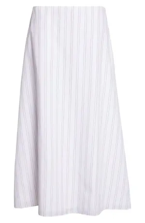 TWP Stripe Cotton A-line Skirt - White/wine