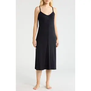 French Connection Rib Button Front Nightgown - Utility Blue