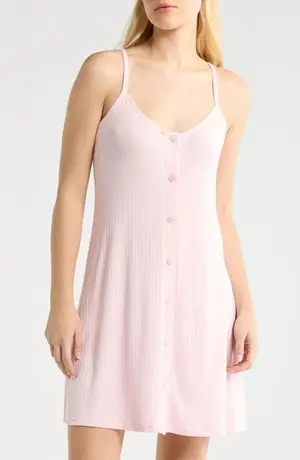 French Connection Rib Button Front Chemise - Icy Pink