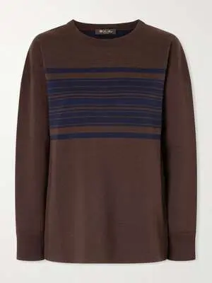 Loro Piana Winterdale Striped Wool And Cashmere-blend Sweater - Brown