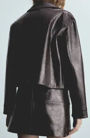 Mango Textured Faux Leather Jacket