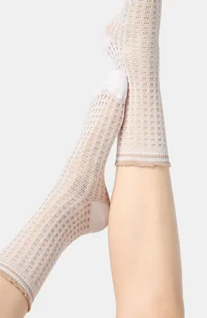 Oroblu Cotton-blend Open-knit Crew Socks - White