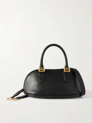 Balenciaga Bolero Embellished Leather Shoulder Bag - Black