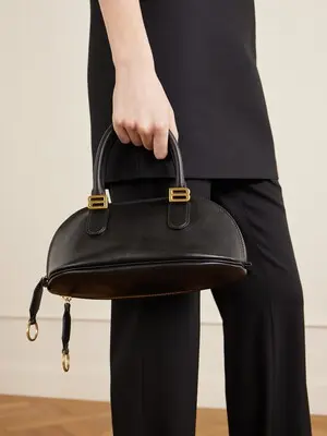 Balenciaga Bolero Embellished Leather Shoulder Bag - Black