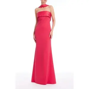 Badgley Mischka Scarf Detail Strapless Gown - Rose