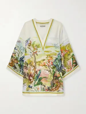 ALEMAIS Jungle Boogie Printed Linen Mini Dress