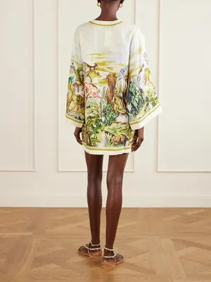 ALEMAIS Jungle Boogie Printed Linen Mini Dress