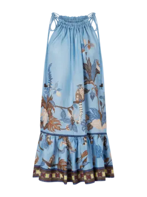 ALEMAIS Georgie Gathered Tiered Printed Ramie Mini Dress - Multi