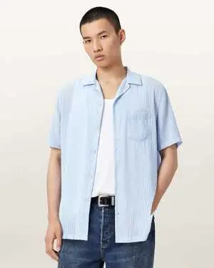 ALLSAINTS Perry Short Sleeve Striped Shirt - Kentucky Blue