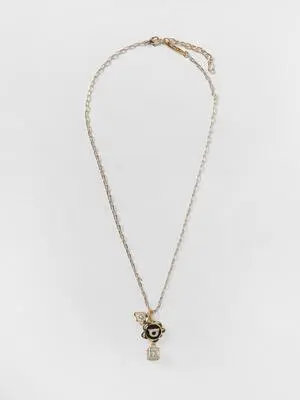 FERRAGAMO Brass Necklace With Crystal Embellished Pendants - Brown
