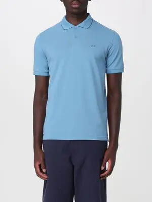 SUN 68 Polo Shirt Men Gnawed Blue