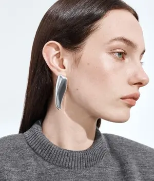 Bottega Veneta Large Prisma Earrings - Silver