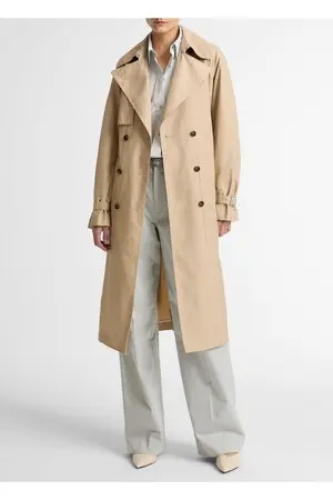 Vince Fine Cotton-blend Twill Trench Coat - Natural