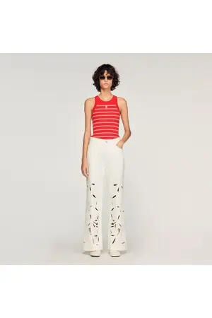 Sandro Wide-leg Embroidered Jeans