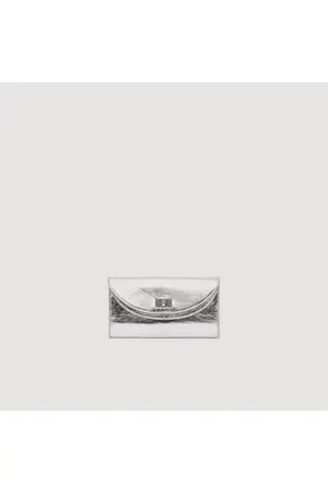 Sandro Mambo Leather Clutch - Silver