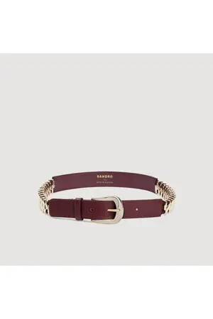 Sandro Leather And Metal Belt - Natural