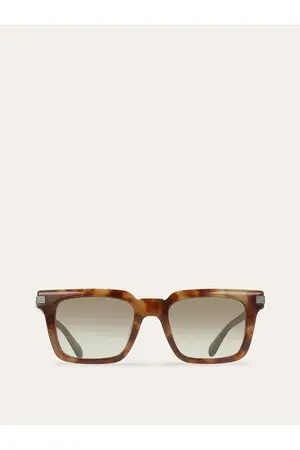 FERRAGAMO Acetate Square Frame Sunglasses - Red