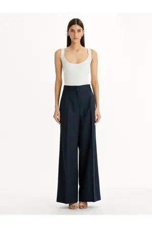 Oscar De La Renta Wide-leg Wool-blend Trousers - Red