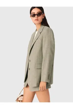 Maje Linen Blend Suit Jacket