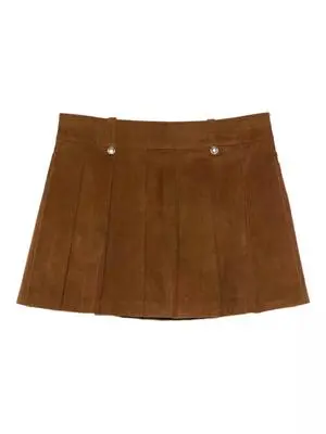 Maje Corduroy Pleated Mini Skirt - Brown