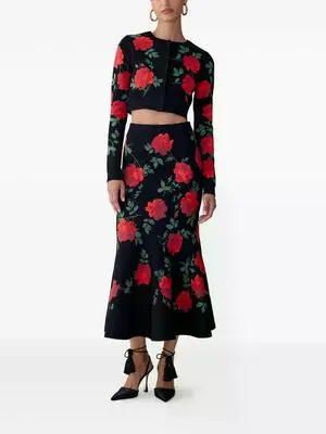 Carolina Herrera Rose Jacquard Cropped Cardigan
