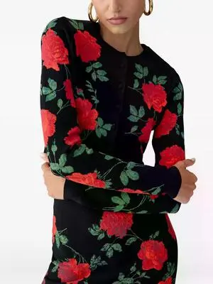 Carolina Herrera Rose Jacquard Cropped Cardigan