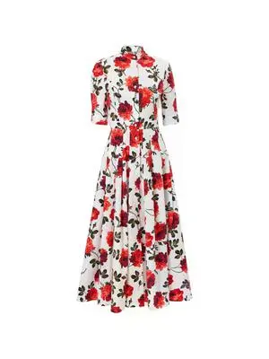 Carolina Herrera Rose-print Midi Shirt Dress - White