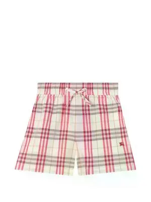 Burberry Check Cotton Shorts - Neutrals