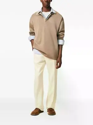 AMI Paris Wool Straight Trousers - Neutrals