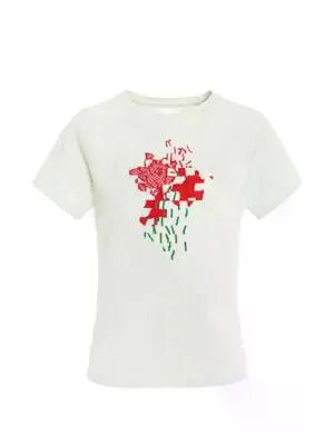 BARRIE Cashmere Floral Motif Top - Green