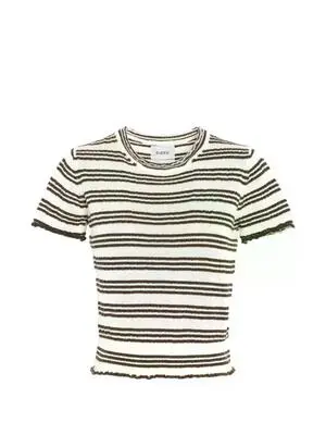 BARRIE Striped Top In Embossed Knit - Neutrals