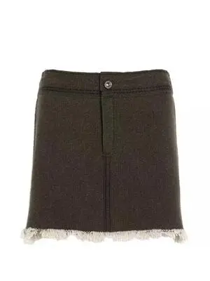 BARRIE Mini Skirt With Fringe - Green